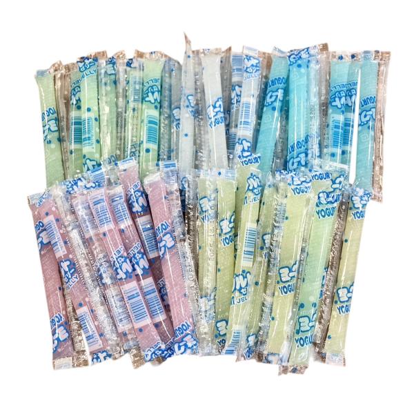 さくさく、つるんとした食感です。爽やかなヨーグルトの風味で優しい酸味と甘さのある５色味です。こんにゃくゼリーとはまた一味違った食感をお楽しみください。夏季は冷やして食べるのもおすすめです。