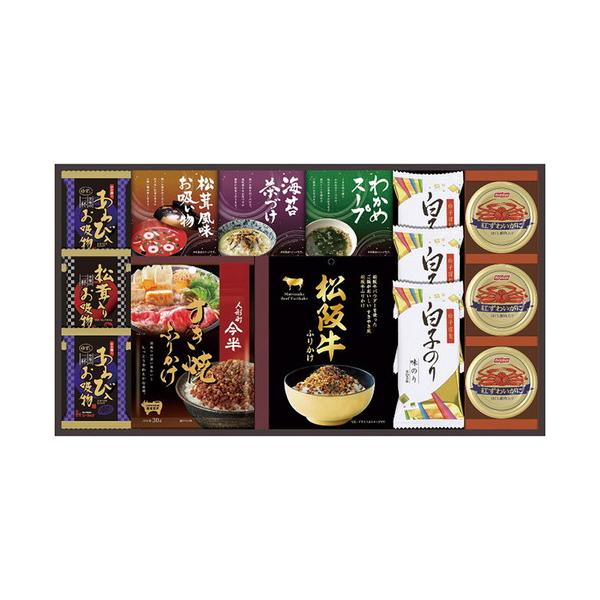 人形町今半の「すき焼きふりかけ」、松阪牛パウダーを使った「すき焼き風松阪牛ふりかけ」に高級素材使用のフリーズドライやお吸い物等をギッシリ詰め合わせました。■人形町今半すき焼ふりかけ30g・松阪牛ふりかけ30g・松茸入お吸い物4.2g各1袋・...