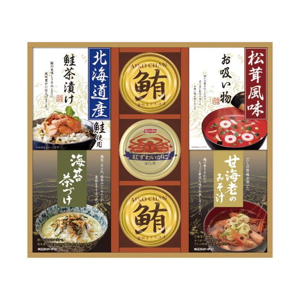 北海道産鮭のお茶漬け・松茸風味のお吸い物と、濃厚な旨みの海老味噌汁などの詰め合わせです。■甘海老のみそ汁(7.5g×3袋)・永谷園松茸風味お吸い物(2.3g×4袋)・北海道産鮭茶漬け(4g×3袋)・丸美屋海苔茶漬け(6g×4袋)各1箱・紅ず...