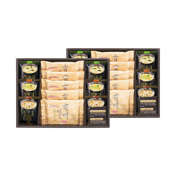 お湯を注ぐだけで本格的な味わいのマルコメフリーズドライ味噌汁と、白子有明海産味のり詰合せです。■マルコメ京懐石(野菜・きのこ・長ねぎ各4個)・白子有明味のり(8切8枚)10個■箱サイズ:35×11.9×26cm【用途】引出物 結婚祝 出産祝...