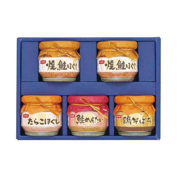 ご飯によく合う4種の瓶詰のセットです。■焼鮭ほぐし2瓶・たらこほぐし・鮭めんたい・鶏そぼろ各1瓶・各50g■箱サイズ:23.9×7.4×16.9cm【用途】引出物 結婚祝 出産祝 仏事 快気 新築 記念 贈答 お返し お祝い 香典返し 法事...