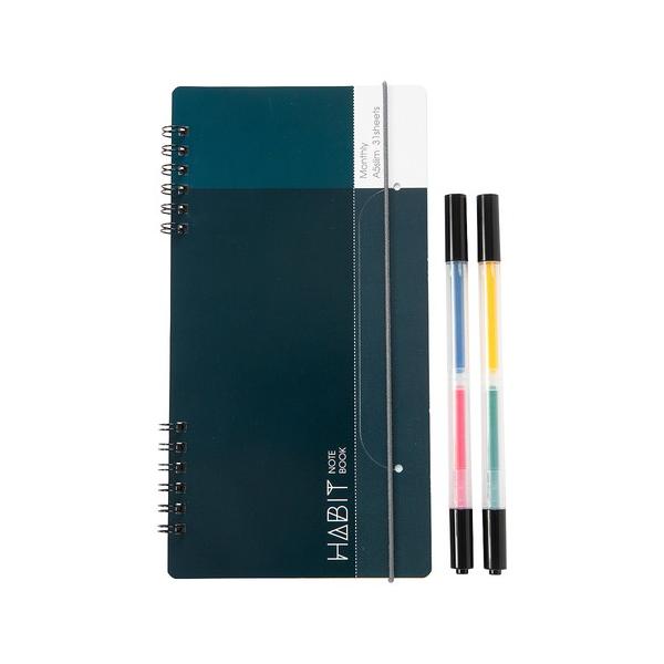 ●ノート本体寸法：A5スリム/ヨコ110×タテ210×厚み5mm●ノート本体重量：87g ●ノート表紙：コートボール紙 ●ノート製本：Wリング製本●ノート本文：上質紙70g/m2・31枚 （説明1枚+本文30枚）●マーカー本体寸法：ヨコ25...