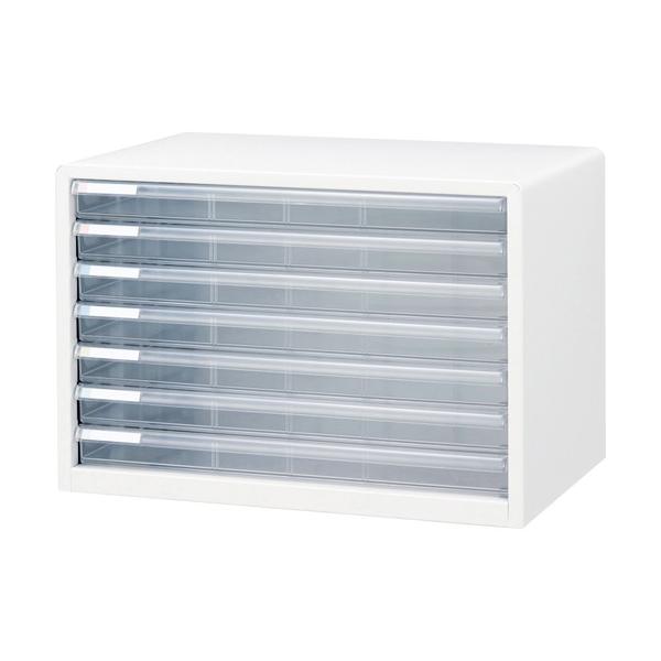 ●仕様：浅7段 A3ヨコ型●浅引出し内寸：W453×D311×H36mm●材質：本体/スチール粉体焼付塗装引出し/透明スチロール樹脂引出し段板/ポリプロピレン●付属品：カラー分類タイトルシール付●本体寸法：W494×D335×H346mm●...