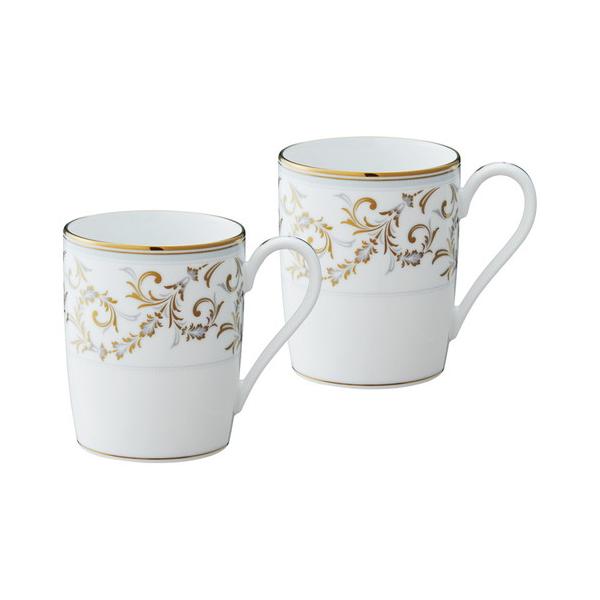 電子レンジ対応の金を使用。伝統的で落ち着きのあるデザインは、飽きることなく長くご愛用いただけます。デザイン性と使いやすさを兼ね備えたシリーズです。■マグ(約300ml)(約77×95mm)×2■材質:磁器■箱サイズ:約122×218×114...