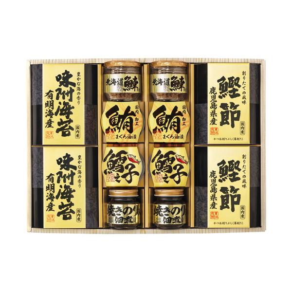 シリーズ累計販売250万セット突破!北海道産の鰊フレーク、小豆島で製造された焼海苔の佃煮、有明海産の味付け海苔など選りすぐりの逸品を詰合せた和風ギフトです。■北海道産鰊フレーク50g・焼きのり佃煮85g・鹿児島県産鰹節(2g×3)・有明海産...