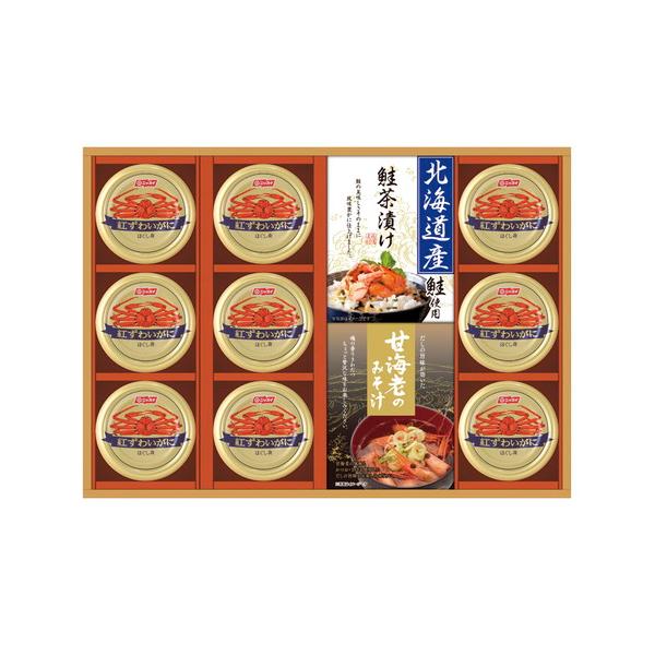 北海道産鮭のお茶漬けと濃厚な旨みの海老味噌汁などの詰め合わせです。■甘海老のみそ汁(7.5g×3)・北海道産鮭茶漬け(4g×3)×各1、紅ずわいがにほぐし身55g×9■箱サイズ:29.6×41×4cm【用途】引出物 結婚祝 出産祝 仏事 快...