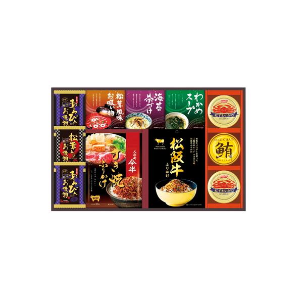 人形町今半の「すき焼きふりかけ」、松阪牛パウダーを使った「すき焼き風松阪牛ふりかけ」に高級素材使用のフリーズドライやお吸い物などを詰め合わせました。■人形町今半すき焼きふりかけ30g・松阪牛ふりかけ30g・鮪油漬フレーク70g・丸美屋のり茶...