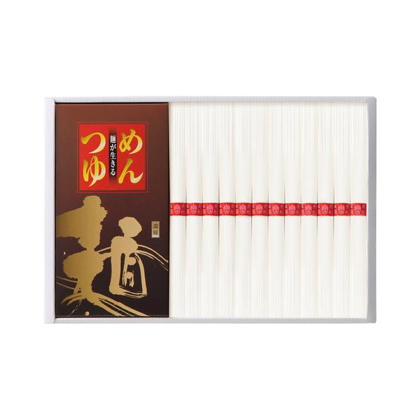 良質の小麦粉・播磨地方のおいしい水・赤穂の塩を使い伝統の製法で作り上げたそうめんと醤油のコクと旨味を生かしかつおと昆布の風味を大切にしたバランスの良いつゆのセットです。■揖保乃糸 上級50g×12、めんつゆ20ml×5■箱サイズ:20.7×...