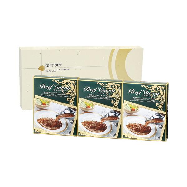 カレー粉と玉ねぎ、リンゴなどをじっくり煮込んだカレーソースに牛肉を加えておいしいビーフカレーに仕上げました。■ビーフカレーレギュラー(中辛)150g×3■箱サイズ:17.5×39.5×2.8cm【用途】引出物 結婚祝 出産祝 仏事 快気 新...