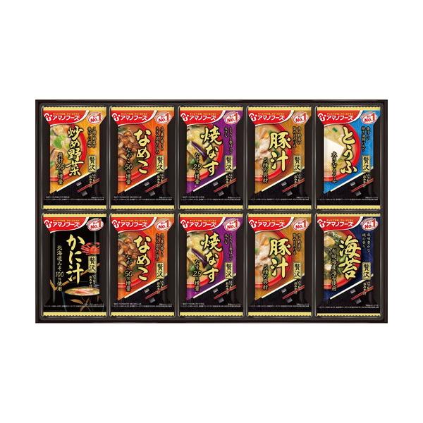 具材にこだわった贅沢な「いつものおみそ汁贅沢」と、毎日手軽に楽しめる定番「いつものおみそ汁」です。■いつものおみそ汁贅沢(なめこ×4・焼なす×4・豚汁×4・炒め野菜×2・とうふ×2・かに汁×2・海苔×2)  【乳成分・小麦・かに】■箱サイズ...