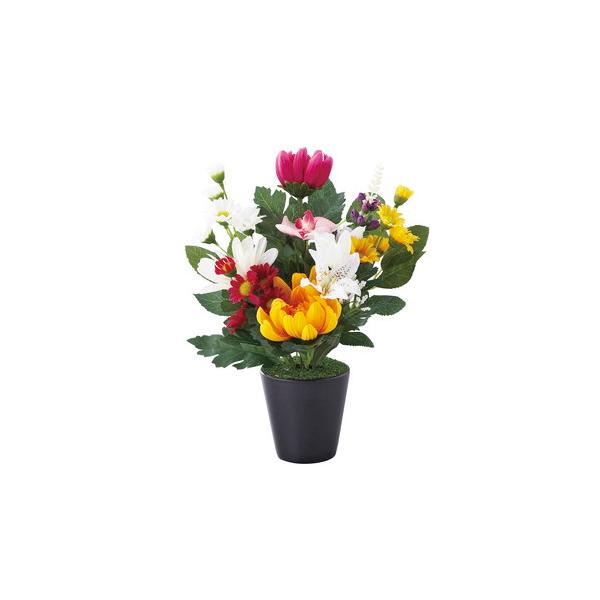 仏花枯れる心配がなく手間がいらないので、夏の暑い日や旅行などの長期不在の場合にも安心して飾って頂けます。衛生的で、美しさ続く、造花の仏花。アーティフィシャルフラワーだからお手入れ簡単。色鮮やかなアレンジメントに黒の鉢を合わせました。■アーテ...