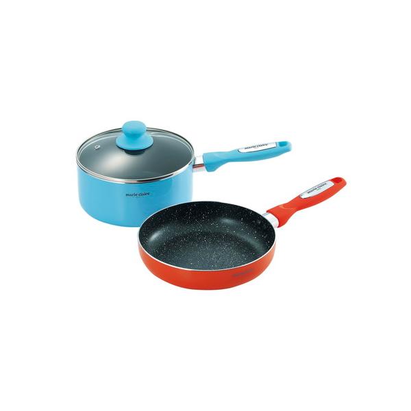 内面はマーブルフッ素樹脂加工でお手入れ簡単。アルミ製なので軽量で調理の負担になりにくい。ツマミ・ハンドル部はシリコン樹脂塗装で、すべりにくく手になじみます。■片手鍋(18cm・2.0L)340×187×138mm・フライパン(20cm・フタ...