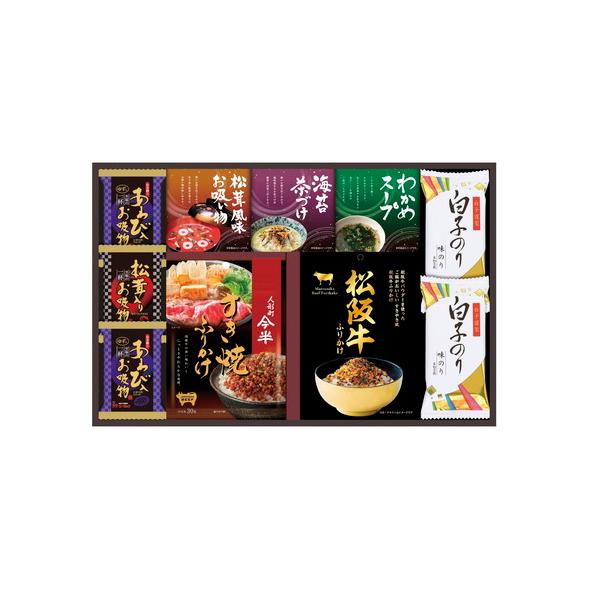 人形町今半の「すき焼きふりかけ」、松阪牛パウダーを使った「すき焼き風松阪牛ふりかけ」に高級素材使用のフリーズドライやお吸い物等をギッシリ詰め合わせました。■人形町今半すき焼きふりかけ30g・松阪牛ふりかけ30g・丸美屋のり茶漬け(6g×2袋...