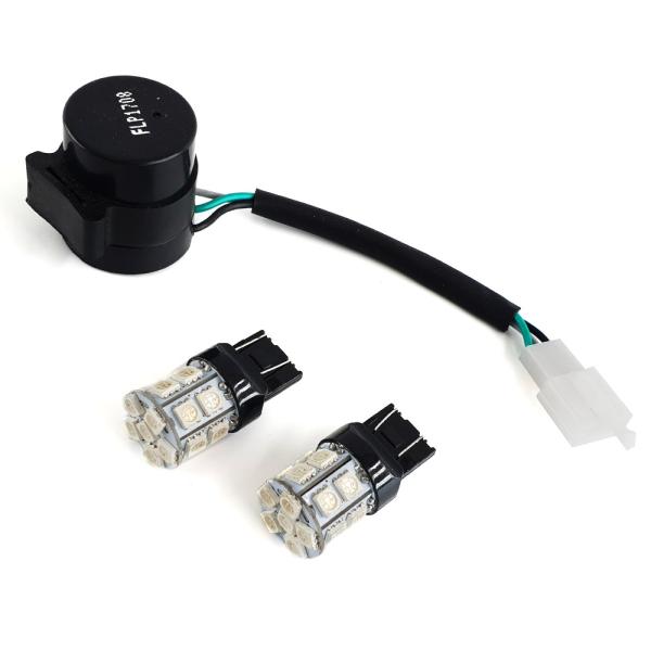 商品仕様：■状態：新品　未使用■全方位照射型となります■正面に6連、側面に12連、 合計 5050 SMD 18連装備されております。■発光色：オレンジ/グリーン■ソケットはT20(7443)の形式です。極性の配置は＋＋−−タイプ。■寸法：...