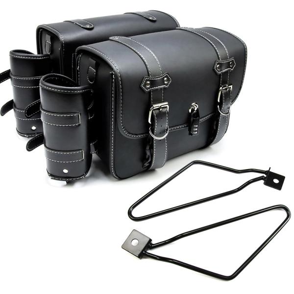 商品仕様：■ 状態： 新品・未使用■  セット内容： 左右バッグセット，取り付けブラケットとサポートが付属します。■ バッグサイズ： 長さ32cm、高さ25cm、幅13cm■ 容量： 32L（片側16L）■ 素材： バッグ PUレザー，サイ...