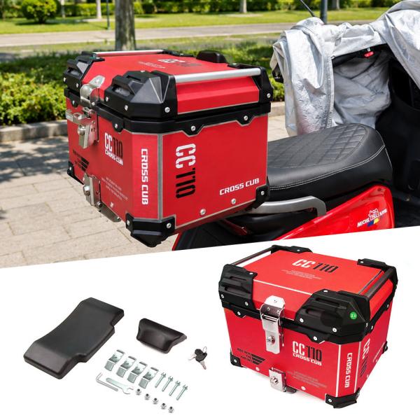 商品仕様：■状態：新品　未使用■クロスカブ110対応 リアボックスキット■容量：約45L■材質：ステンレス■カラー：レッド■防水仕様■キーロック対応■バックレスト付き■内張り付き■取付ベース付き■1枚目の写真は出品商品の全てになります。■装...