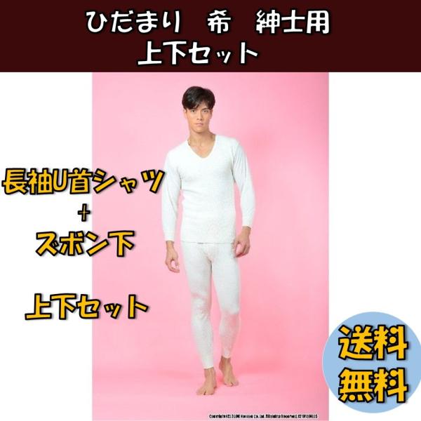 健康肌着 ひだまり 希 のぞみ 紳士用 長袖U首シャツ+ズボン下 上下セット S〜LLサイズ　ダンロン(旧テイジンテビロン)は保温性と透湿性（汗を体外に逃がす）に優れています。その上二重構造・三重構造で、ドライ＆ファイン（カラッとした保温）...