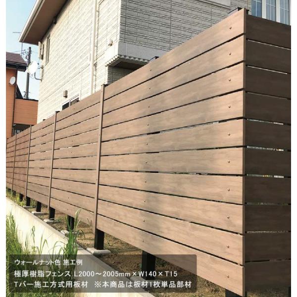 【樹脂フェンス板材1枚単品部材】板材仕様：幅140mm、長さ2000mm〜2005mm、板厚15mm。板厚が15mmある丈夫な樹脂製フェンス。Tバー施工方式用板材、別途Tバーセットなどが必要です。