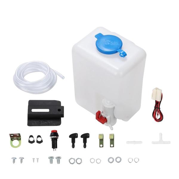 【商品説明】1.5L容量の12V専用ウォッシャータンクです。140ml/分のポンプ出力でフロントガラスの汚れを効果的に除去し、クリアな視界を確保します。取り付けブラケット付きで簡単設置。汎用性が高く、ウォッシャータンクとしてだけでなく、ラジ...