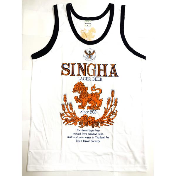 シンハービール　ムエタイ　タンクトップ　M L XLサイズ　白　ビアシン　クリックポスト全国送料込大人気　ムエタイ　Tシャツ！ムエタイ、キック、ボクシング格闘技の他、一般的に普通に利用できます。ジムや道場でトレーニングに最適です！参考サイズ...