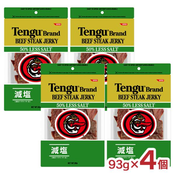 肉の旨味を極めたトップブランド商品説明名称：テング ビーフステーキジャーキー オリジナル 50%減塩 93g内容量：93g×4個総容量：372g原材料：牛肉原産国：日本賞味期限：製造日より270日商品コメント：テングビーフジャーキーレギュラ...