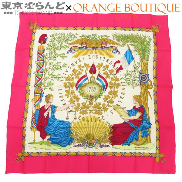 エルメス HERMES カレ 90 ピンク シルク LIBERTE EGALITE FRATERNITE REPUBLIQUE FRANCAISE フランス革命を記念して スカーフ レディース 101861551