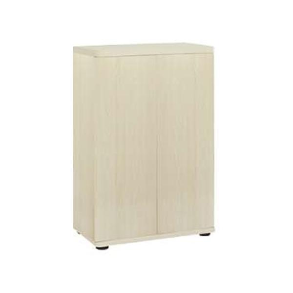 木製シューズラック　アイボリー色●商品名：シューズボックス（木製扉）　NSB-775 IV●サイズ：W595×D340×H920mm（樹脂の脚部含）●材質：強化化粧繊維板、プラスチック●カラー：アイボリー色●固定棚：1枚●可動棚：4枚扉の開...