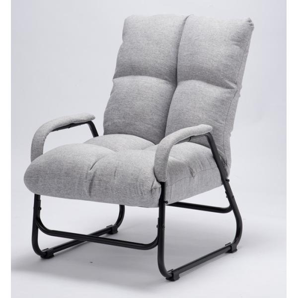 ●商品名：肘付き高座椅子　RAKU-BEE　GR色●サイズ：W580×D920〜790×H875〜770mm（座面高380mm）             肘までの高さ：505mm、座面厚：160mm●材質ー生地：ポリエステル　　　　脚部：ス...