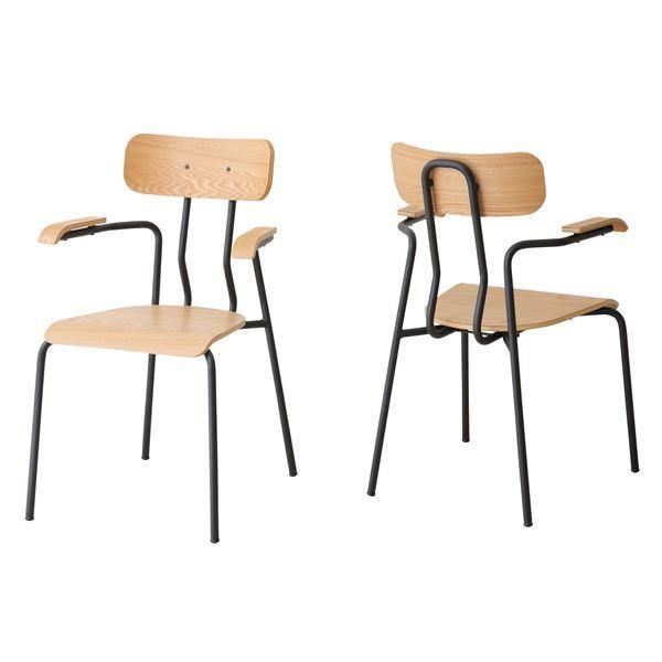 アッシュ材突板の美しい木目とテーパー加工を施したシャープな脚が特徴ナチュラル＆ブラックの配色がどこかクラシカルな雰囲気を演出し、暮らしに溶け込みます。ご注意下さい！　2脚セット販売価格です。●商品名：Classie（クラッシェ）アームチェア...