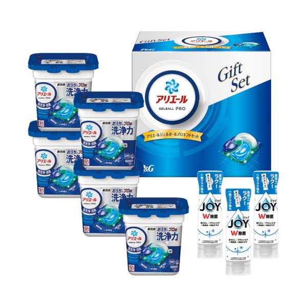 ポンと入れるだけの簡単お洗濯!!アリエール液体洗剤史上 最強の消臭洗浄力のジェルボールギフトセット。■アリエールジェルボールプロ5個・除菌ジョイコンパクト逆さボトル3本■箱サイズ:29×26.3×20.6cm【用途】引出物 結婚祝 出産祝 ...