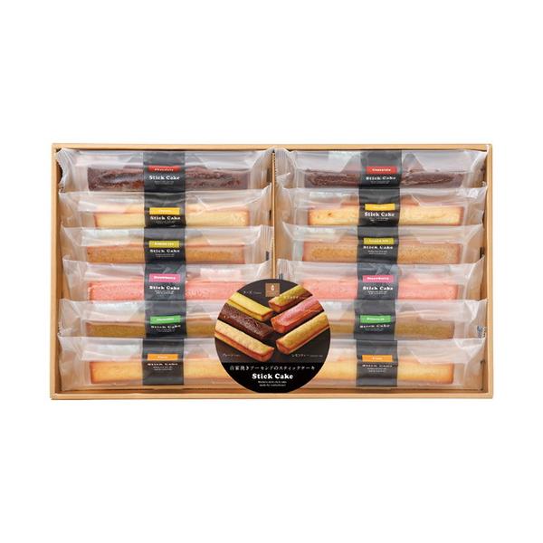 味の評価が高いしっとりとした食感のフィナンシェ生地をスティック型で焼成しています。プレーン、チョコ、ストロベリー、チーズ、ピスタチオ、レモンティーと6種の味がひとつのギフトになっています。赤、緑、黄等カラフルなお菓子です。■スティックケーキ...