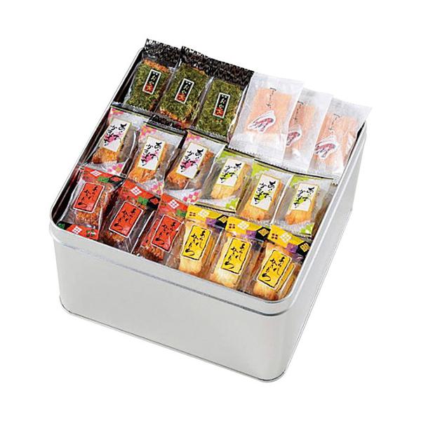海苔巻きとえび焼もちとかき餅4種(醤油・七味・サラダ・うす醤油)をすべて個包装にした国産もち米100%使用の米菓の詰合せ商品です。缶入りとなっております。■海苔巻き・えび焼もち各3枚・かき餅4種(醤油・七味・サラダ・うす醤油)375g■箱サ...