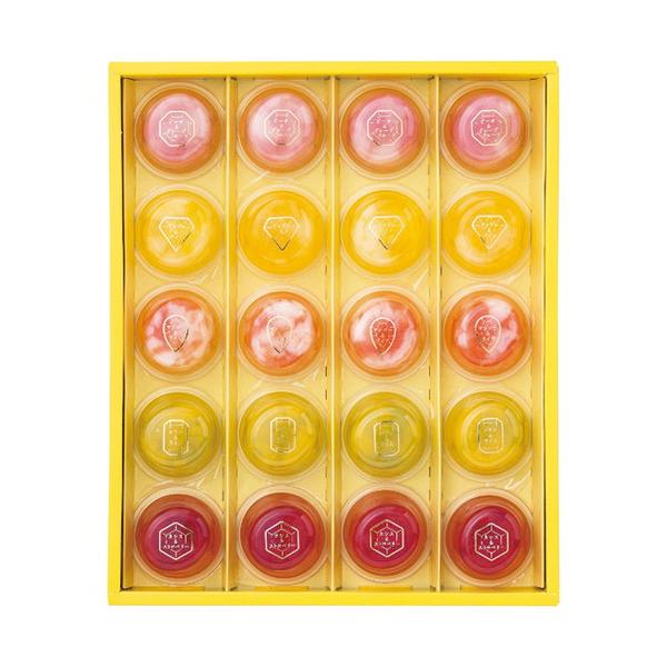 1つのゼリーに2つの果実の味わい。キラキラ輝く、見た目もかわいいプチデザート。■ピーチ&amp;グレープフルーツ味・アップル&amp;パイン味・マンゴー&amp;ライチ味・レモン&amp;ライム味・カシス&amp;ストロベリー味各4個・各5...
