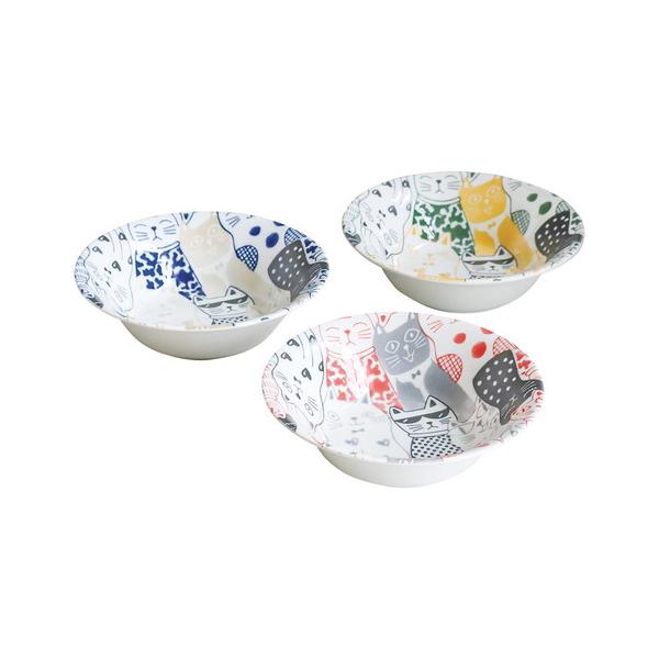 ユーモアと個性あふれるスタイルの8匹がぞろりぞろり。可愛らしい猫いっぱいの柄が特徴的で食卓を明るく彩ります。■ラージボウル(約165×50mm)×3■材質:磁器■箱サイズ:約185×190×90mm【用途】引出物 結婚祝 出産祝 仏事 快気...