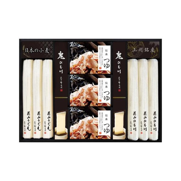 群馬県産小麦一等粉を中心に国産小麦だけを使用。三種の麺を直営お食事処の味を再現しただし香る本格つゆでお召し上がり下さい。■花山うどん(90g)・花山ひも川(90g)×各3、鬼ひも川(90g)×2、伝承つゆ(70g)×9■箱サイズ:約295×...