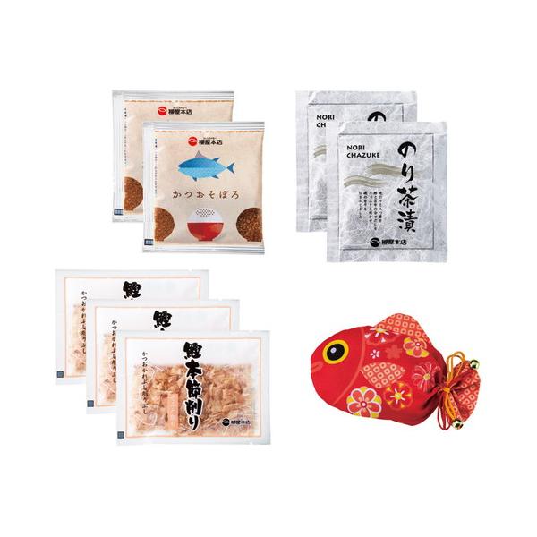 鯛をモチーフにした可愛い巾着パッケージに、そふと削り、のり茶漬け、かつおそぼろを入れました。■そふと削り(2g)×3、のり茶漬け(4.3g)・かつおそぼろ(5g)×各20■箱サイズ:約170×260×60mm【用途】引出物 結婚祝 出産祝 ...