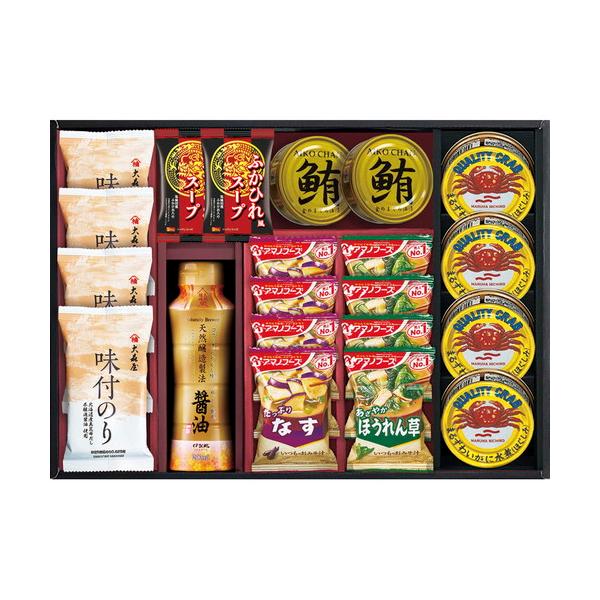 食べきりタイプの個包装が便利な大森屋の味付のり、お湯を注ぐだけで簡単に作り立てのおいしさが味わえるアマノフーズのフリーズドライおみそ汁など食卓にあると嬉しいギフトセットです。■アマノフーズいつものおみそ汁(なす・ほうれん草)・大森屋味付のり...