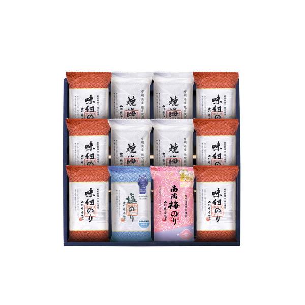 最高の食べ比べ海苔紀州南高梅の薫りと海苔そのものの風味の「南高梅のり」と、海苔そのものの素材を精一杯活かすために職人達が真剣勝負で仕上げた「有明海産塩のり」などを詰合せました。■味付けのり(8切6枚)×6・有明海産塩のり(8切6枚)・南高梅...