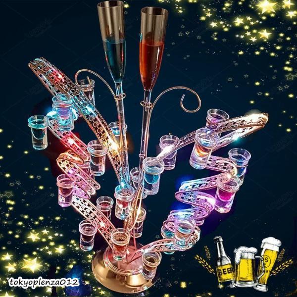 【商品名】　観覧車テキーラ グラス ホルダー 酒棚 酒 ディスプレイ ワインラック led酒ボトルの表示棚 カクテルグラスホルダー カラフルな観覧車カッ 【サイズ】　高さ : 46 cm　横幅 :56 cm　　※梱包時のサイズとなります。商...