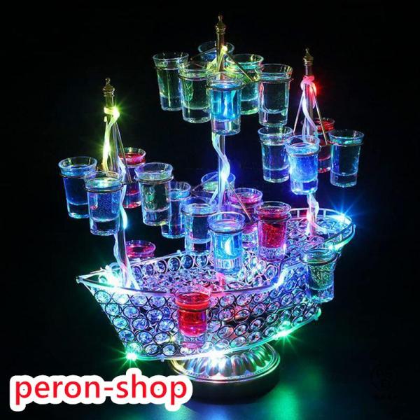 テキーラ観覧車 カクテルグラスホルダー LED酒ボトルの表示棚 LED酒グラス 収納ラック(グラスは含まれません)