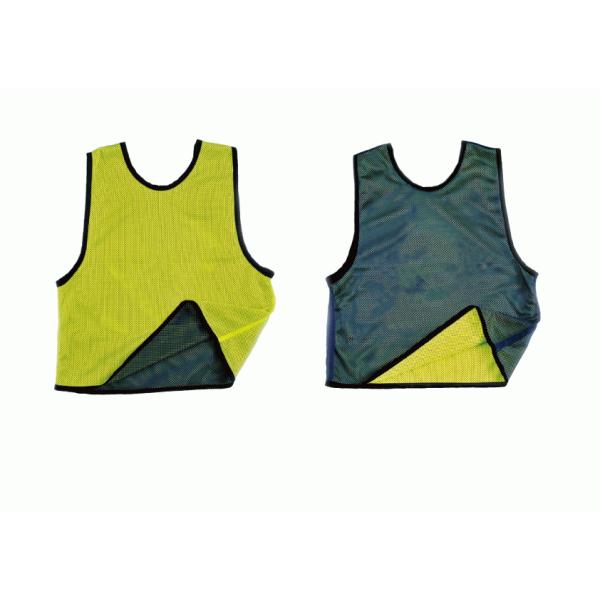 リバーシブルビブスの子供用Jサイズです。全18色で組み合わせ自由自在です。ポリエステル100％のメッシュ素材を使用しております。スポーツシーンやイベントなどでその場に応じた着回しができます。寸法：上約30cm下約45cmH約50cm*受注商...