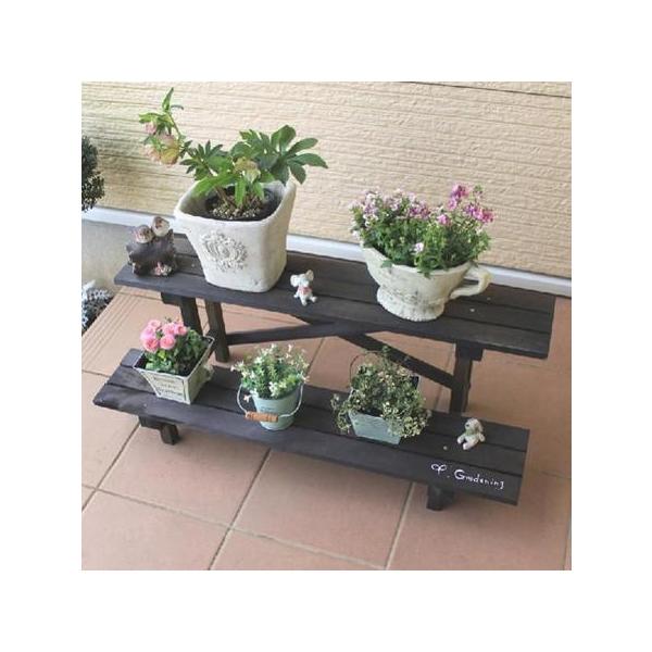 【サイズ】寸法：幅860ｍｍ×奥行340ｍｍ×高さ300ｍｍ　　　　　一枚板のサイズ：横860mm×奥行170mm 【材質】国産の木製品 【色】ダークブラウンorホワイト ●商品説明●プランターや鉢など、スタンドに乗せるとまとまりますよ。ま...