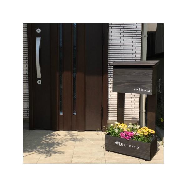 【サイズ】外寸：幅440mm×奥行280mm×高さ900mm　　　　　プランター外寸：幅440mm×奥行260mm×高さ165mm　　　　　プランター内寸：幅410mm×奥行225mm×高さ135mm　　　　　ポスト内寸ワイドタイプ：幅36...