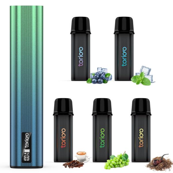 斬新な体験｜POD型電子タバコTORIDO最新シリーズ、ユーザーの使い易さや環境面への配慮から、手軽く&amp;高コスパなIM4 POD式電子タバコが登場セット内容：VAPE本体*1+人気風味POD*5メンテナンスフリー、電子タバコを早めに...