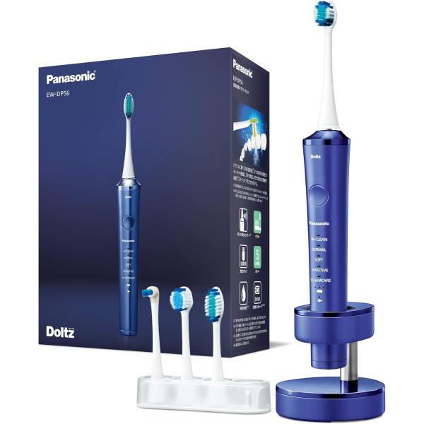 パナソニック 電動歯ブラシ ドルツ ハイグレードモデル EW-DP56-A 青●歯垢をパワフル除去。歯間の歯周ポケットも集中ケアできるハイグレードモデル●W音波振動（※音波領域内での、ヨコ31,000、タタキ12,000ブラシストローク/分...