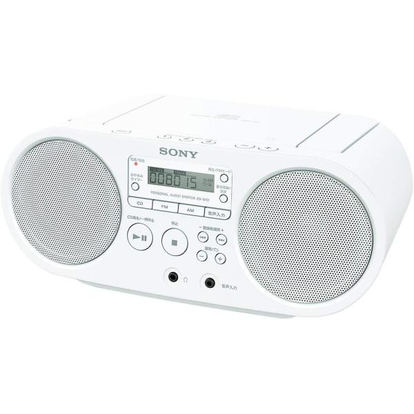 ソニー AUX CDラジオ ZS-S40 ホワイト SONY再生可能フォーマット:音楽用CD/MP3/WMAプログラムプレイ:25曲受信バンド(AM):モノラル受信バンド(FM):ステレオ受信バンド(FMワイド):ステレオ幅300mm、高さ...