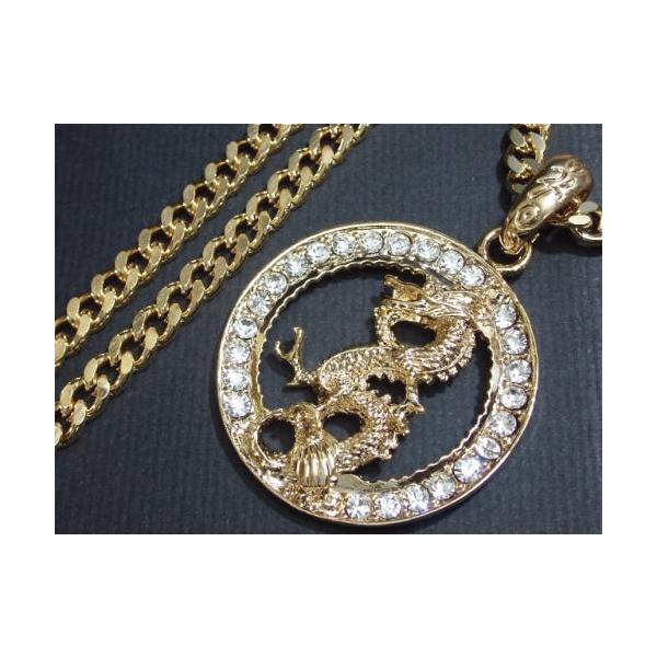 インパクト有るHipHop・B系・グランジネックレスです。当店人気商品です。◆Angelina◆ストーン入りラウンドドラゴン/メンズネックレス(Gold/Silver)/M-2215【メール便可】★★★★★★★★★★ 商品詳細 ★★★★★★...