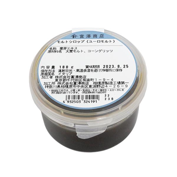 粉1kgに対し5g位が目安です。焼き色の向上に。イタリアのディアマルテリア・イタリアーナ社製モルトシロップです。水分量が少なく粘度が高いため、扱いやすい商品です。パンの外皮の色つやと風味がよくなります。