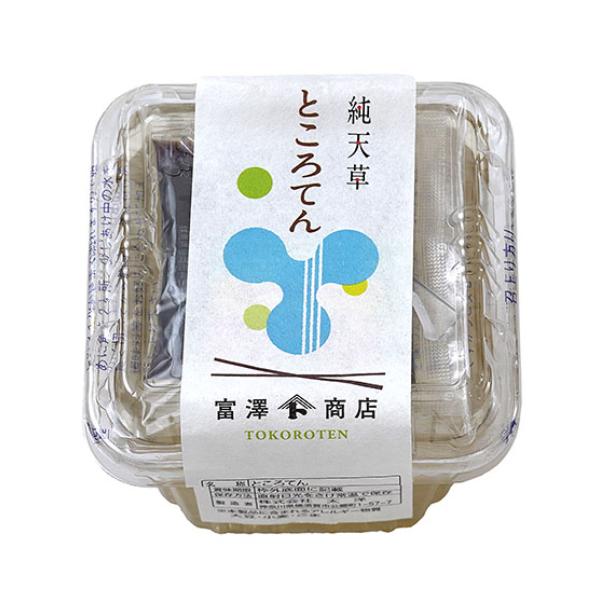 夏季のみたれ、からし、のり、フォーク付。国内産の天草を製法にこだわって風味豊かで喉越しのよいところてんに仕上げました。