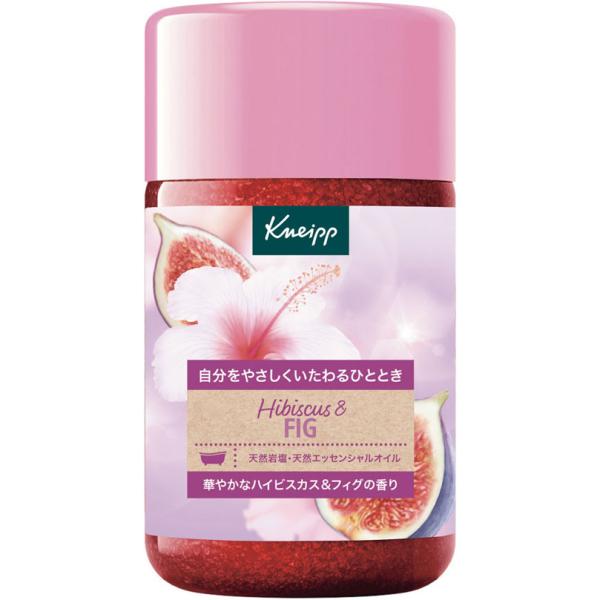 自分をやさしくいたわるひととき。天然岩塩・天然エッセンシャルオイル。華やかなハイビスカス＆フィグの香り。華やかなハイビスカス＊1と甘くてジューシーなイチジク＊2から抽出した天然植物成分を配合。。デリケートな気分をほぐして、心もからだも温まる...